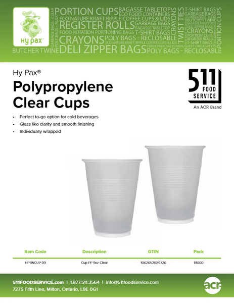 Hy Pax - Polypropylene Clear Cups – 511Foodservice