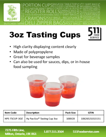 Hy Pax - 3oz Tasting Cups – 511Foodservice