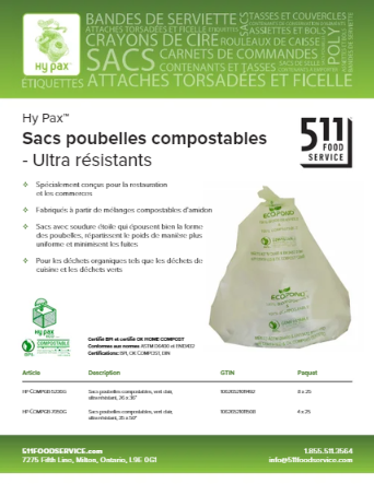 Hy Pax - Sacs poubelles compostables – 511Foodservice