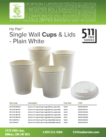 Hy Pax - Single Wall Cups & Lids - White – 511Foodservice