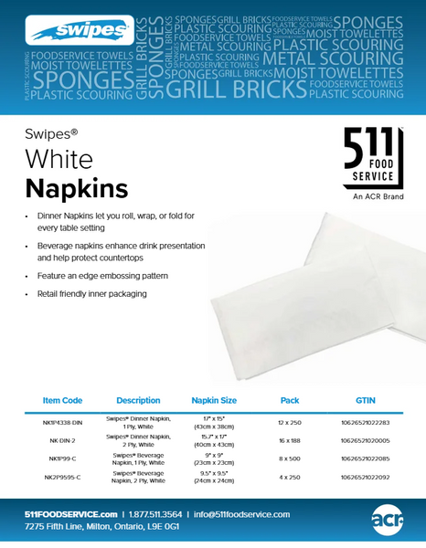 Swipes - White Napkins – 511Foodservice
