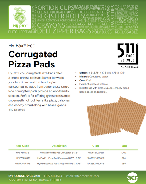 Hy Pax - Corrugated Pizza Pads – 511Foodservice