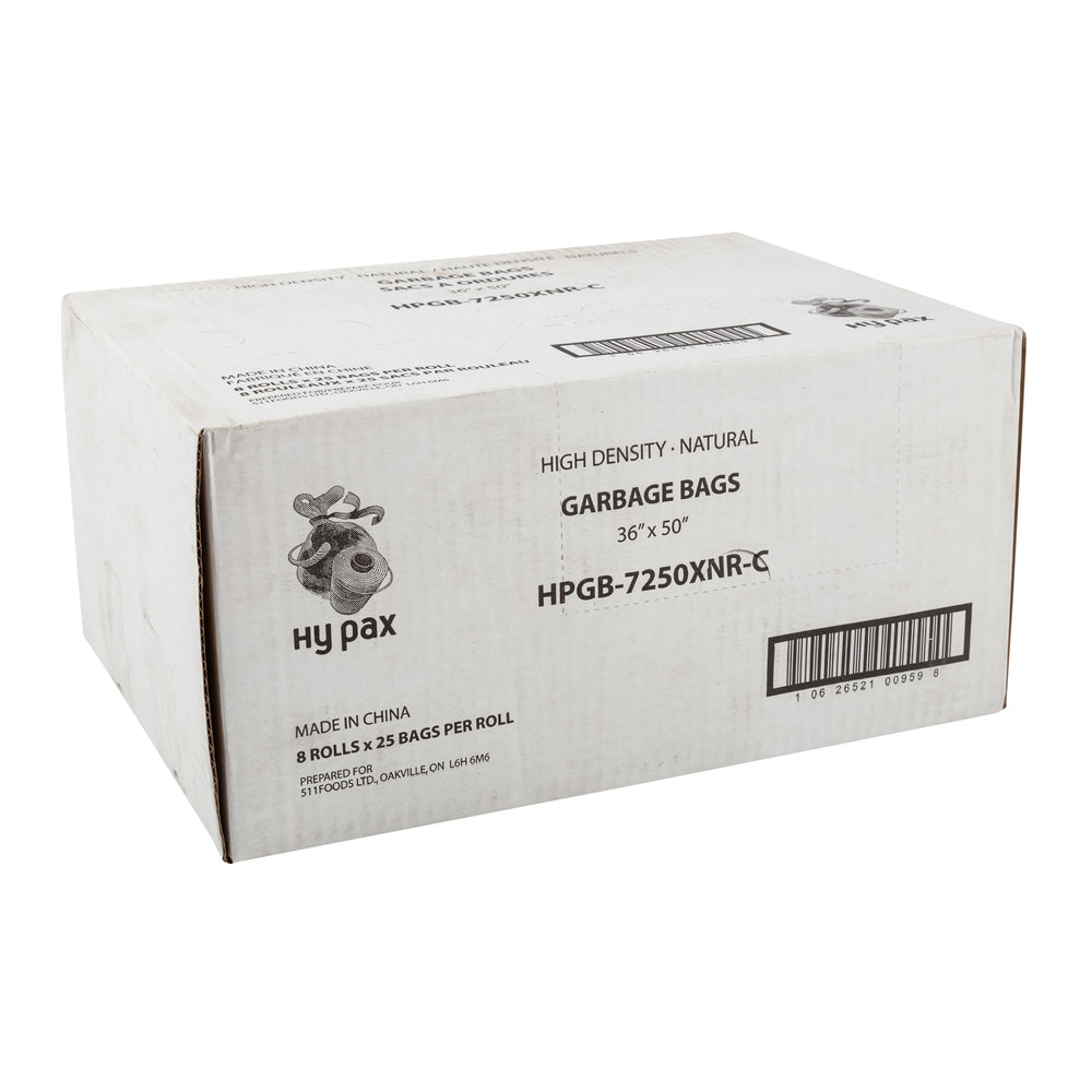 Garbage Bags 36x50 HD Natural, Case 25x8 – 511Foodservice