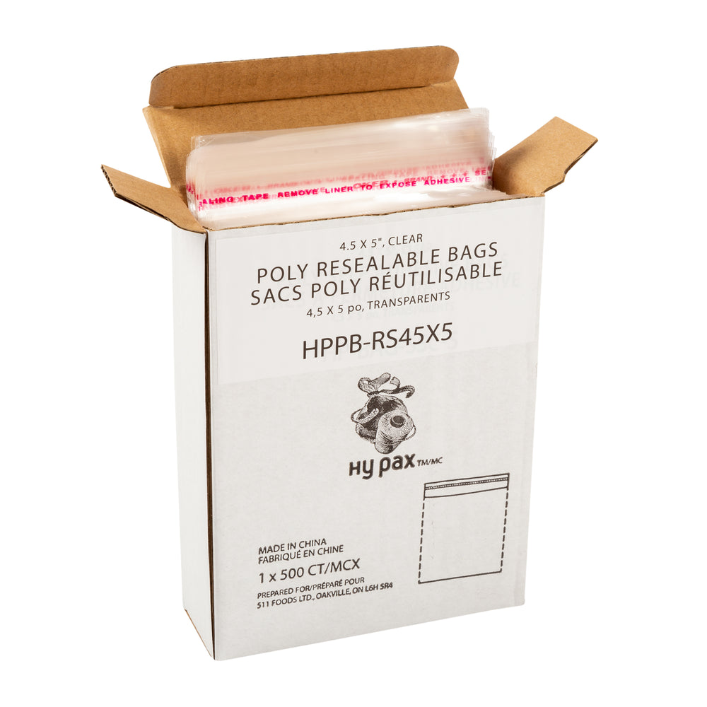 Bag Resealable Poly 4.5x5", Case 500x4 – 511Foodservice