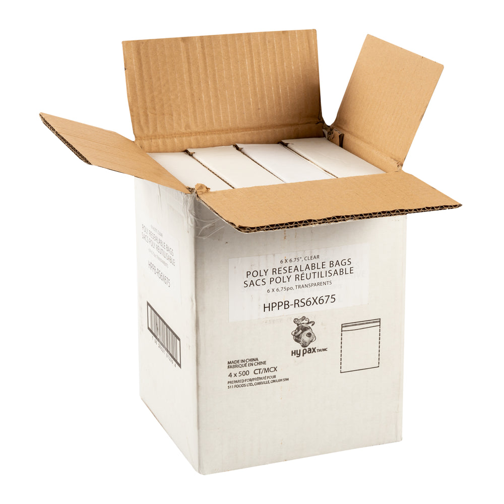 Bag Resealable Poly 6x6.75", Case 500x4 – 511Foodservice