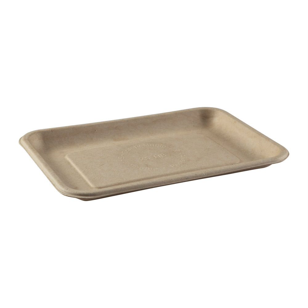 Tan Fiber Trays 8" x 5.75" x 0.6", 4/125 – 511Foodservice